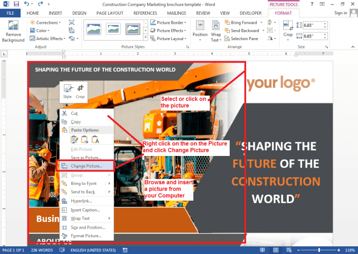 Change your own pictures and Logo » EWT MS Word templates